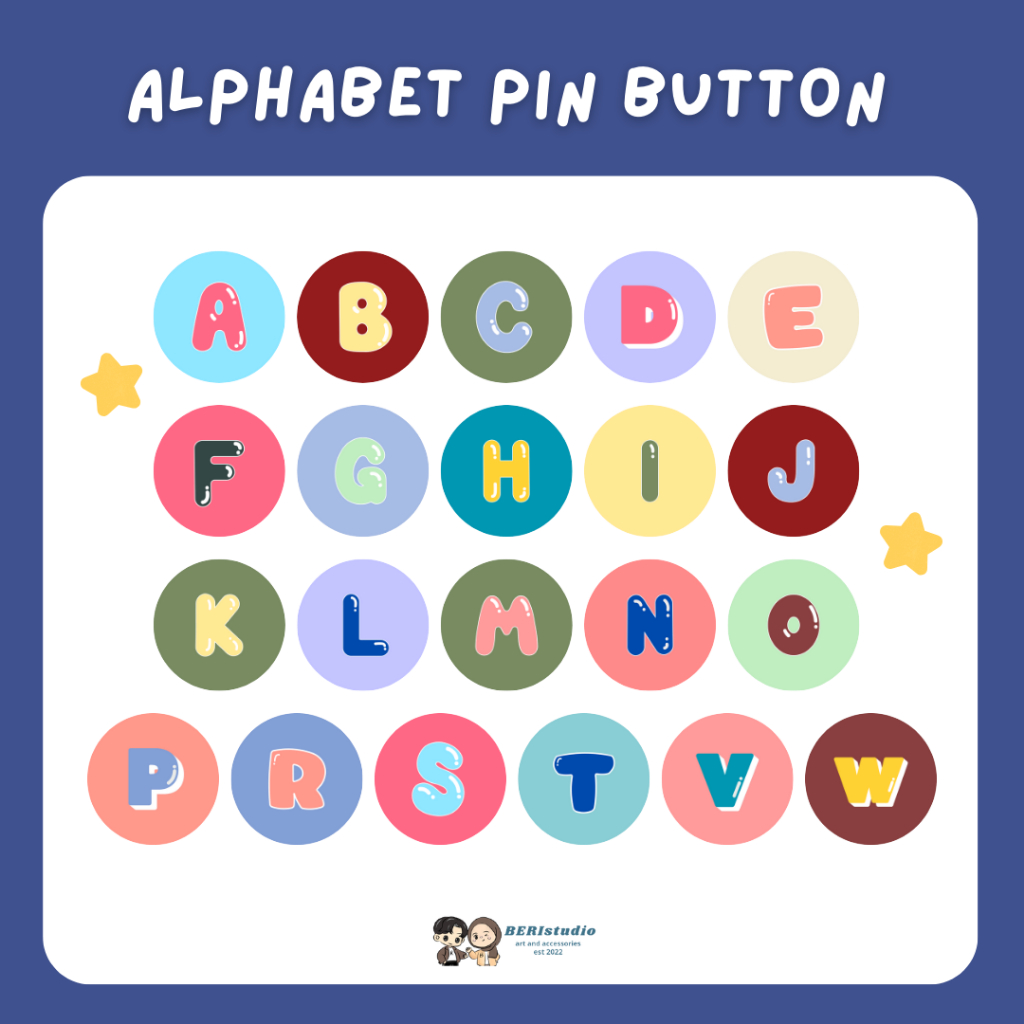 Jual ALPHABET PIN BUTTON 44 MM by BERIstudio | Shopee Indonesia