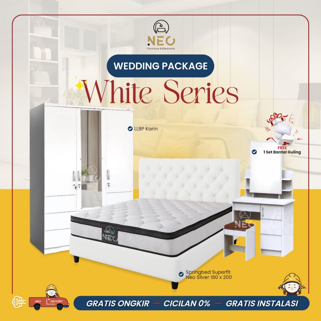 Jual NEO - PAKET WEDDING PACKAGE WHITE SERIES SPRINGBED COMFORTA 180 x ...
