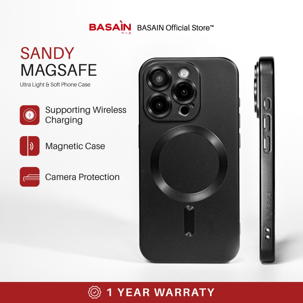 Jual Casing iPhone 12 Pro Sandy Silicone MagSafe BASAIN - Black Matte ...