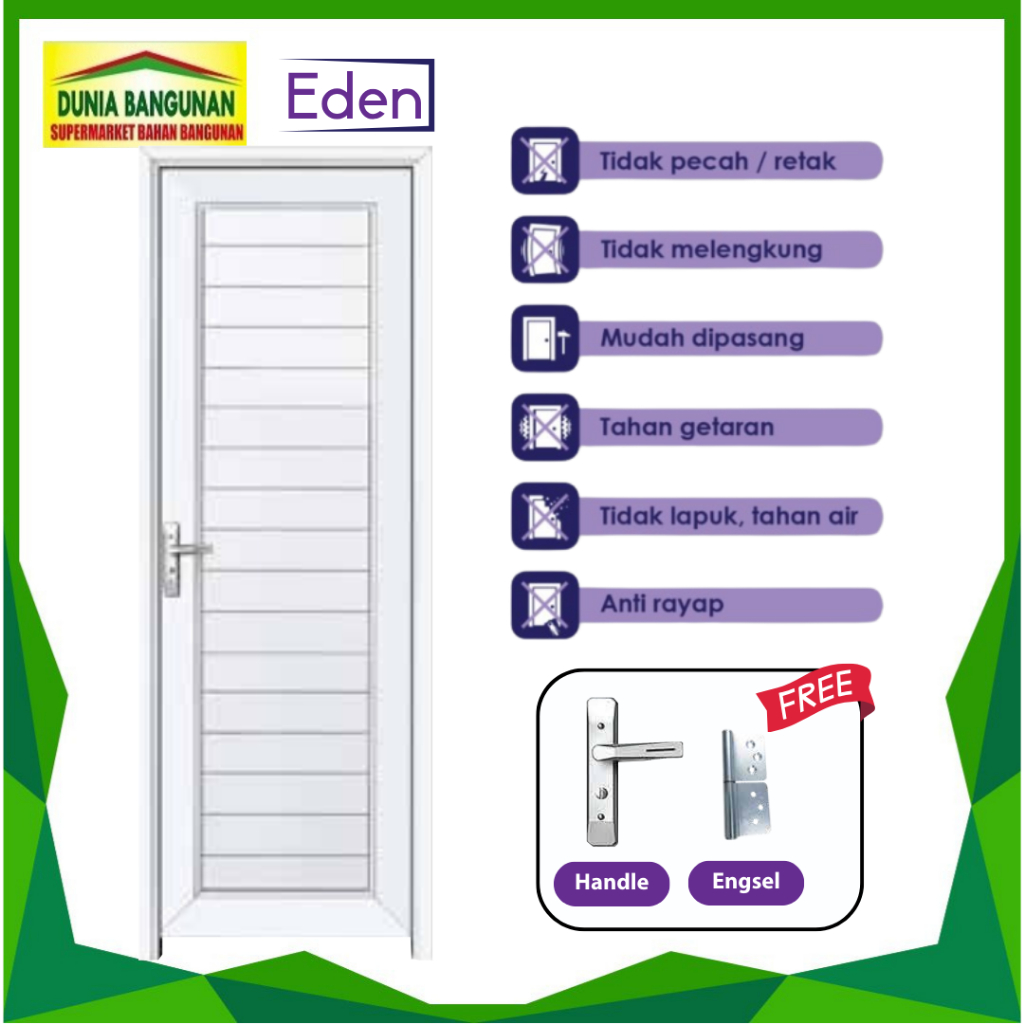 Jual Pintu Kamar Mandi UPVC Eden Kana F001 70X198 cm Pintu Eden UPVC Putih Minimalis | Shopee ...
