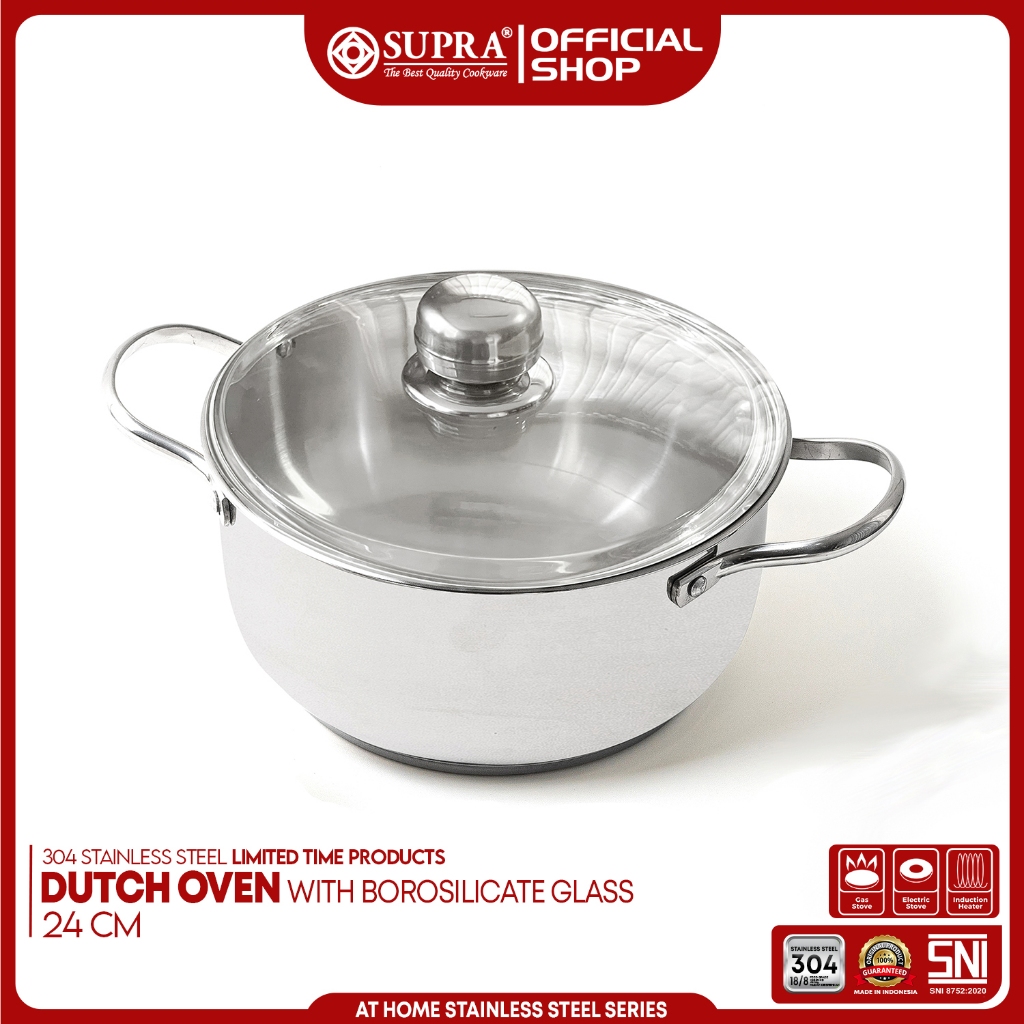 Jual SUPRA PANCI Stainless Steel SUS 304 Dutch Oven 24 Cm Professional ...