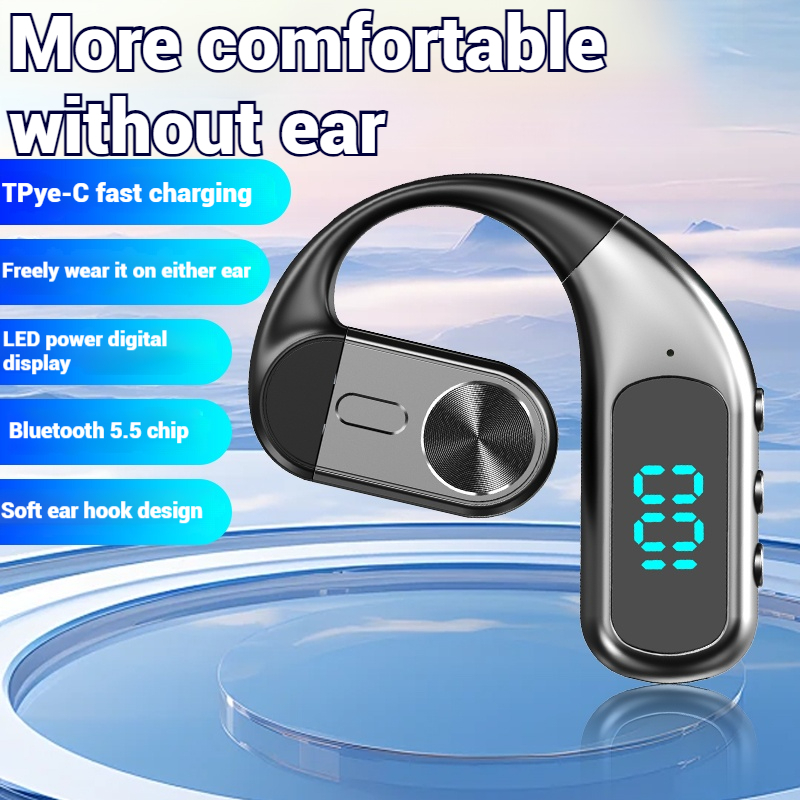 Jual K1 Single Wireless Earphones Air Conduction OWS Headphone HiFi Ear ...