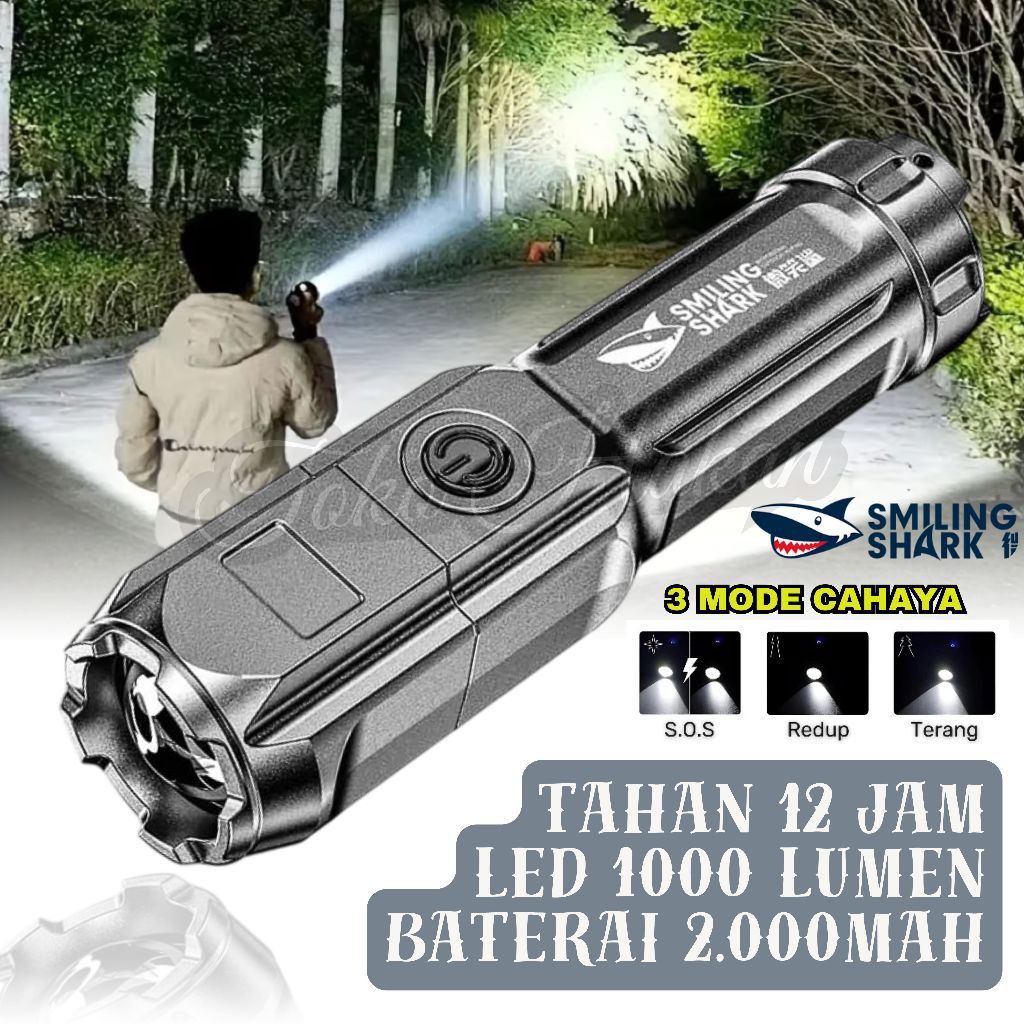 Jual Termurah ~Senter LED Super Terang Smiling Shark 622A Senter Led ...
