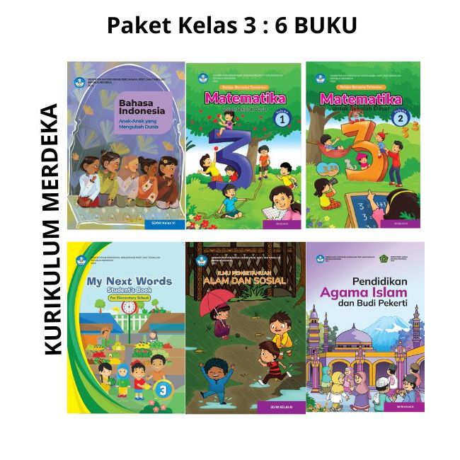 Jual Paket Kelas 3 Kurikulum Merdeka Bahasa Indonesia Inggris Agama IPAS Matematika Vol 1 dan ...