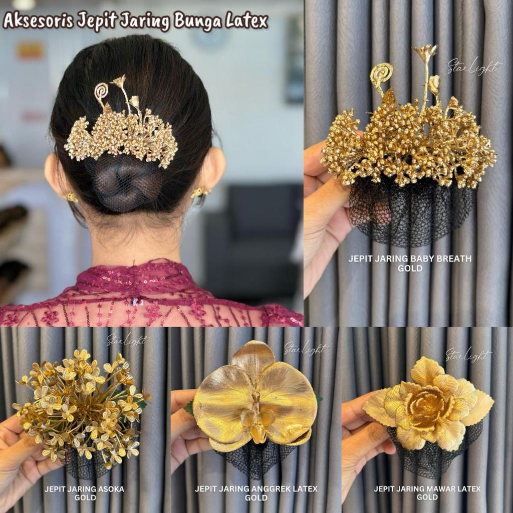 Jual STARLIGHT BALI - Aksesoris Jepit Jaring Bunga Gold Latex / Jepit ...