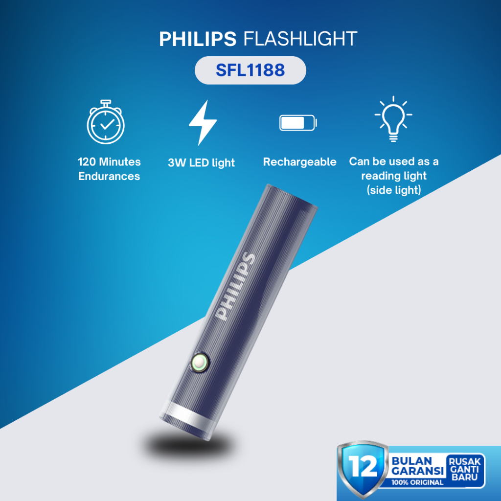 Jual Philips - Senter Rechargeable Flashlight dengan Lampu Samping With ...