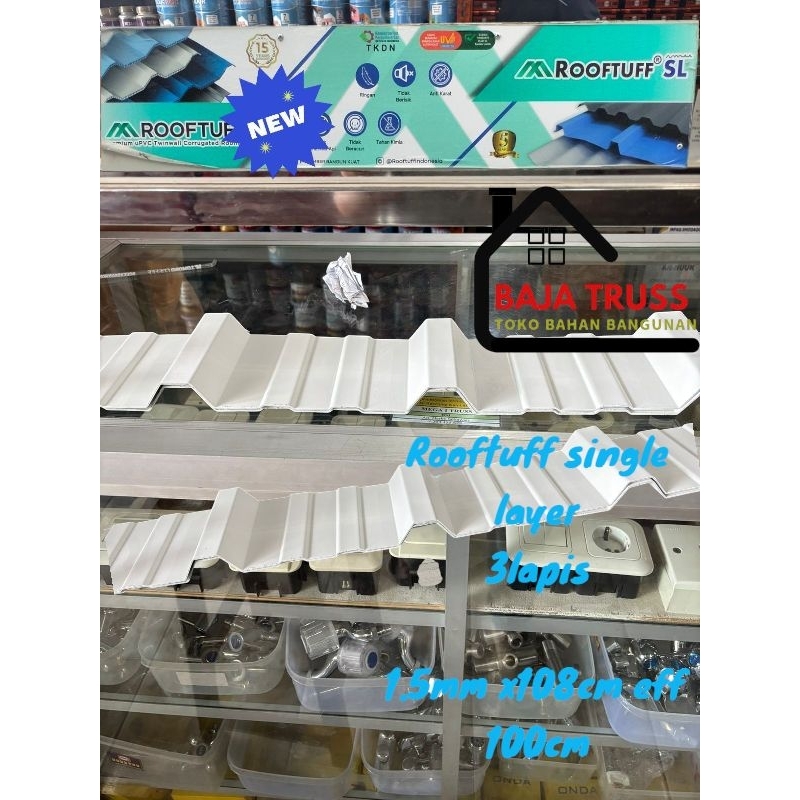 Jual ATAP UPVC SINGLE LAYER ROOFTUFF 3LAPIS 1.5MM X108CM EFF 1MTR ...