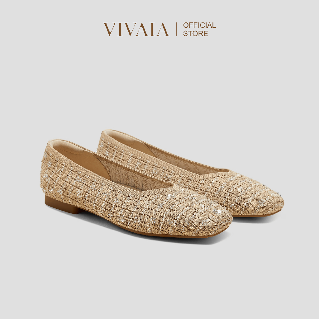 Jual VIVAIA Sepatu Wanita Square-Toe V-Cut Flats (Margot 2.0) - Natural ...
