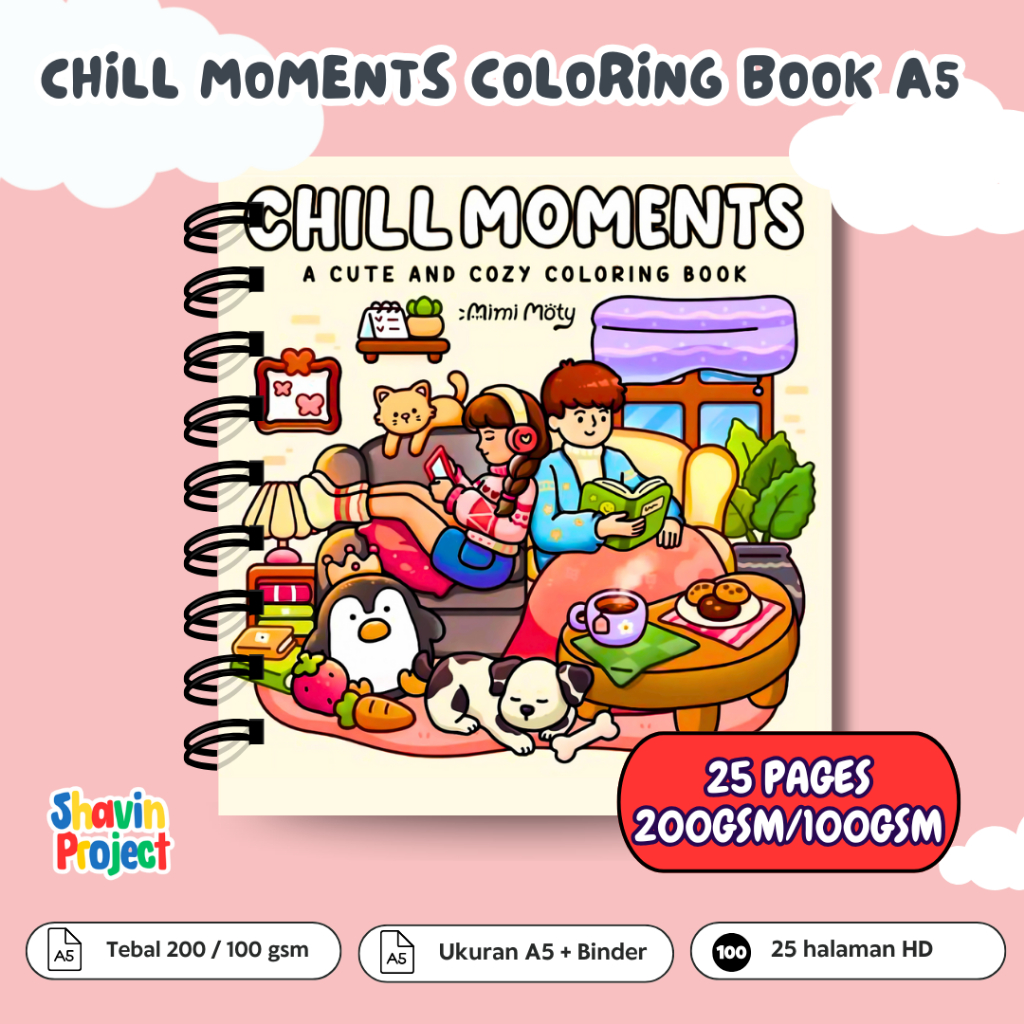 Jual Coloring book 25 Page Chill Moment Buku mewarnai Easy and bold ...