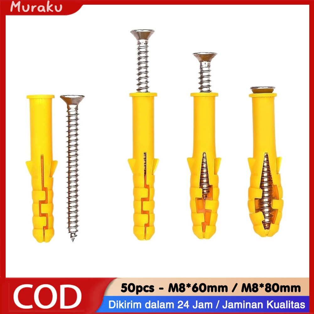 Jual 50 Set Sekrup Angkur Fizer Tembok Wall Plug Angkur untuk Dinding ...