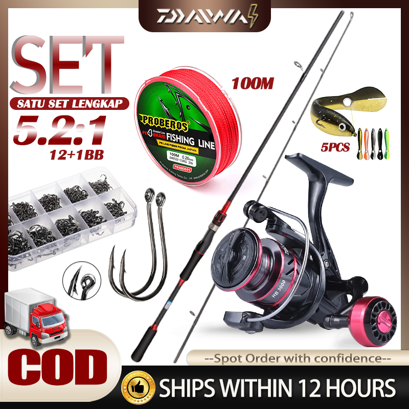Jual DAIWA Set joran pancing carbon pancing daido komplit siap pakai Ultralight Set Spinning Rod ...