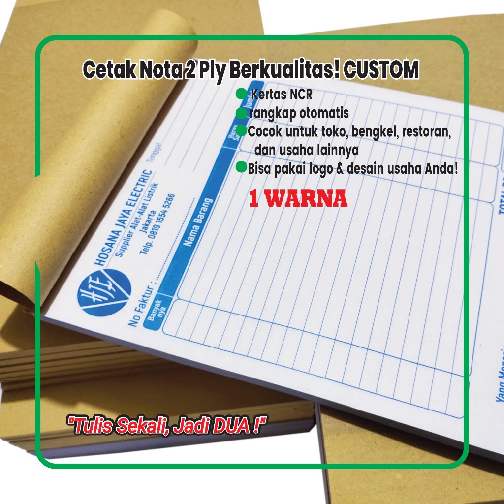 Jual Cetak Buku Nota 2ply Custom/1 warna | Shopee Indonesia