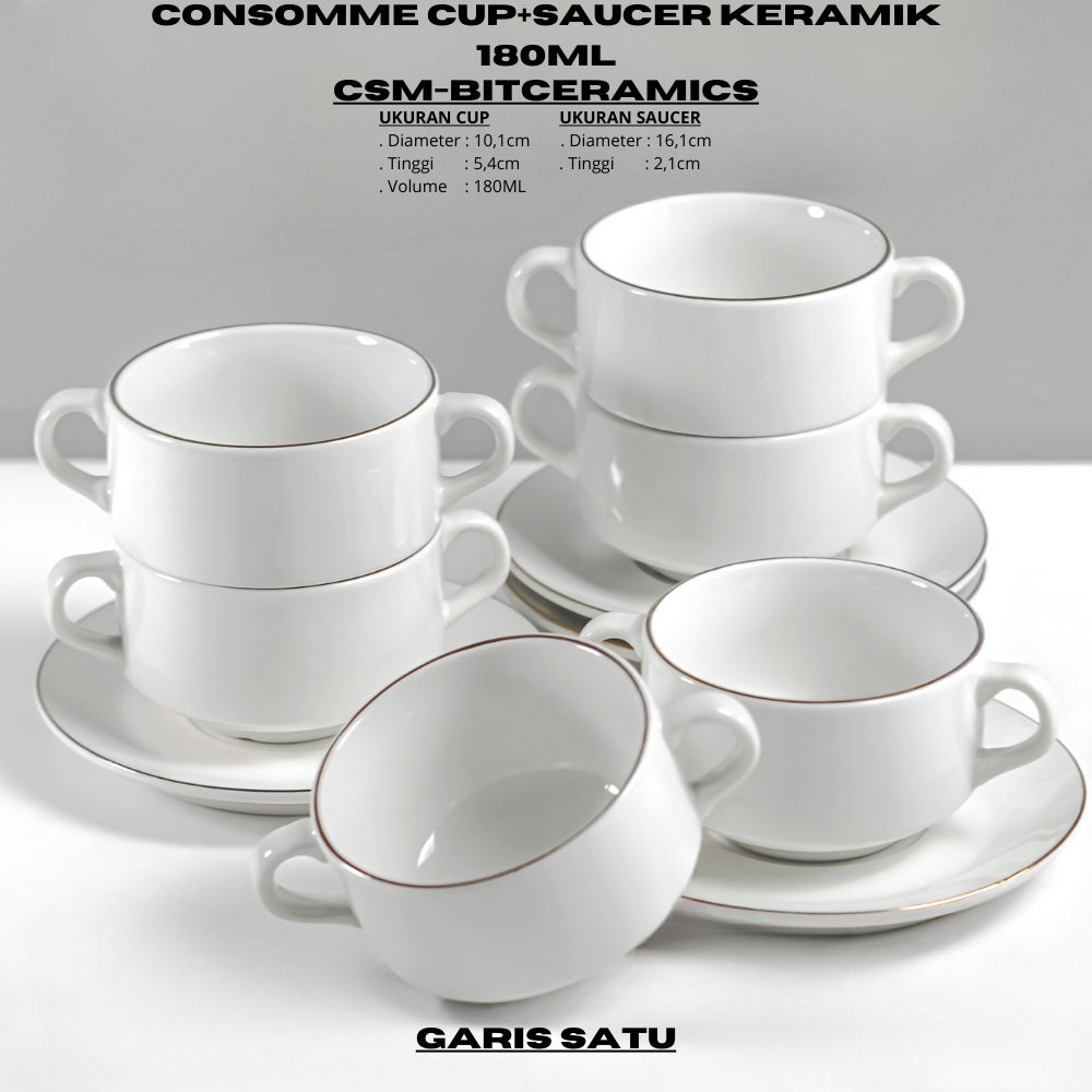 Jual Consomme Cup & Soucer Keramik 180ML (1PSG) Bit Ceramics Soup Cup ...