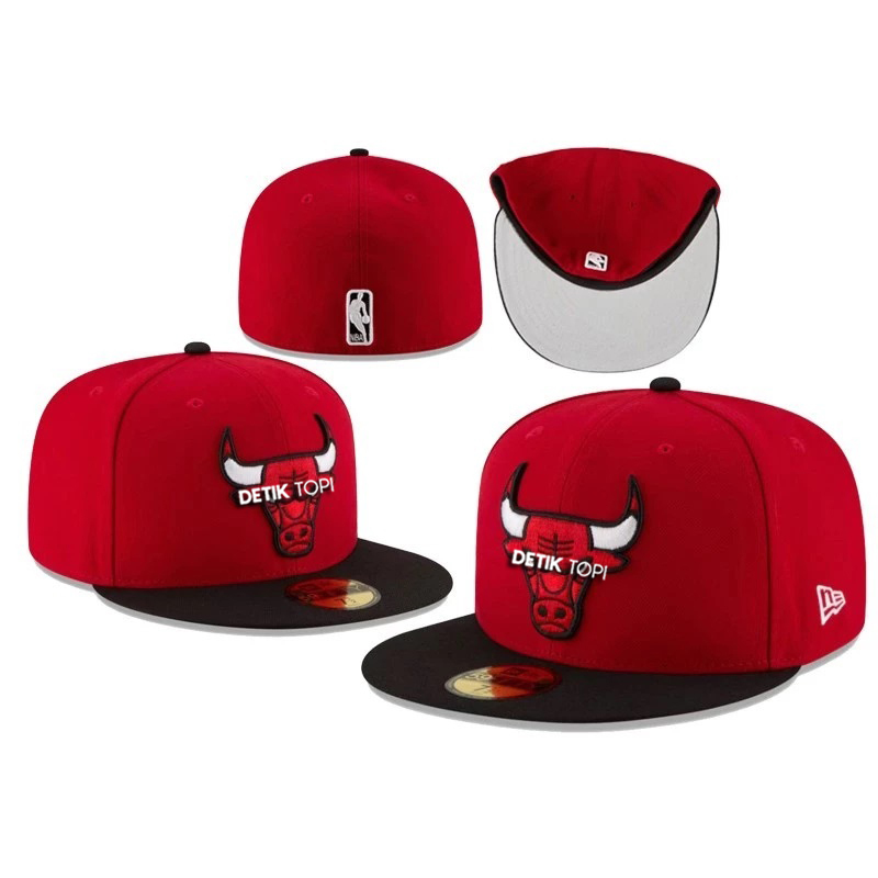 Jual Topi Fitted Chicago Bulls Red Black Under Visor Bordir Build Up ...