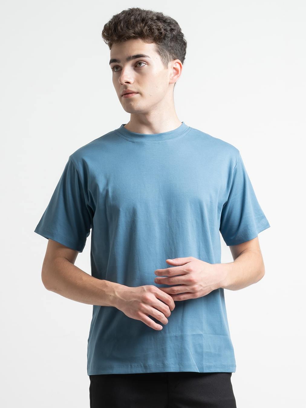 Jual HSRM - Arco Basic Tshirt Reguler Fit Blue Denim | Kaos Polos Pria ...