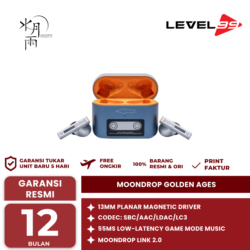 Jual MOONDROP GOLDEN AGES PLANAR TRUE WIRELESS TWS LDAC ANC 13MM DRIVER ...