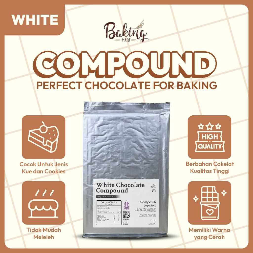 Jual White Chocolate Compound 1kg Elmira / Cokelat Putih Blok / Cokelat ...