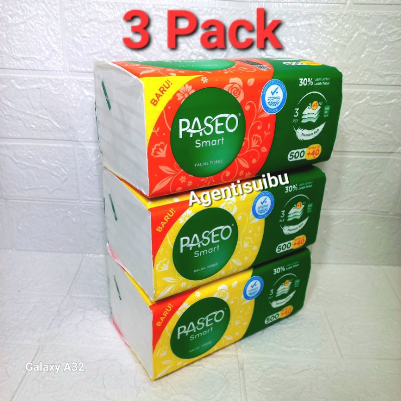 Jual (Paket 3 Pack)Tissue Tisu Paseo Smart 500 + 40 Ply / 540 Helai ...