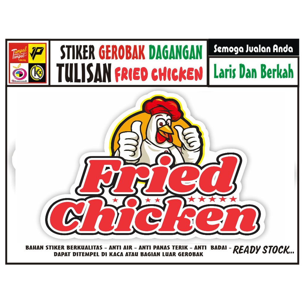 Jual STIKER CUTTING KACA GEROBAK TULISAN FRIED CHIKEN/ NAMA TOKO / NAMA ...