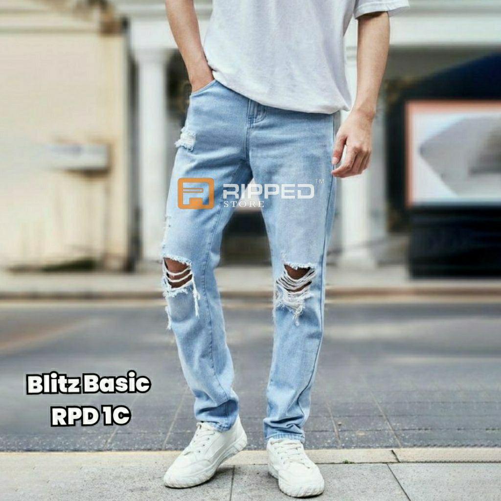 Jual CELANA SOBEK PRIA RIPPED JEANS ROBEK STANDAR REGULER BASIC JINS ...