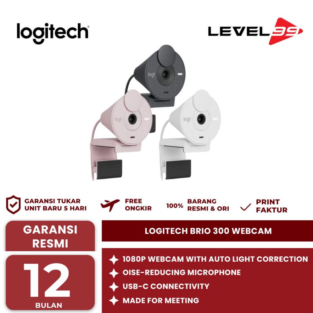 Jual LOGITECH BRIO 300 WEBCAM FULL HD SHUTTER PRIVASI & NOISE-REDUCING ...