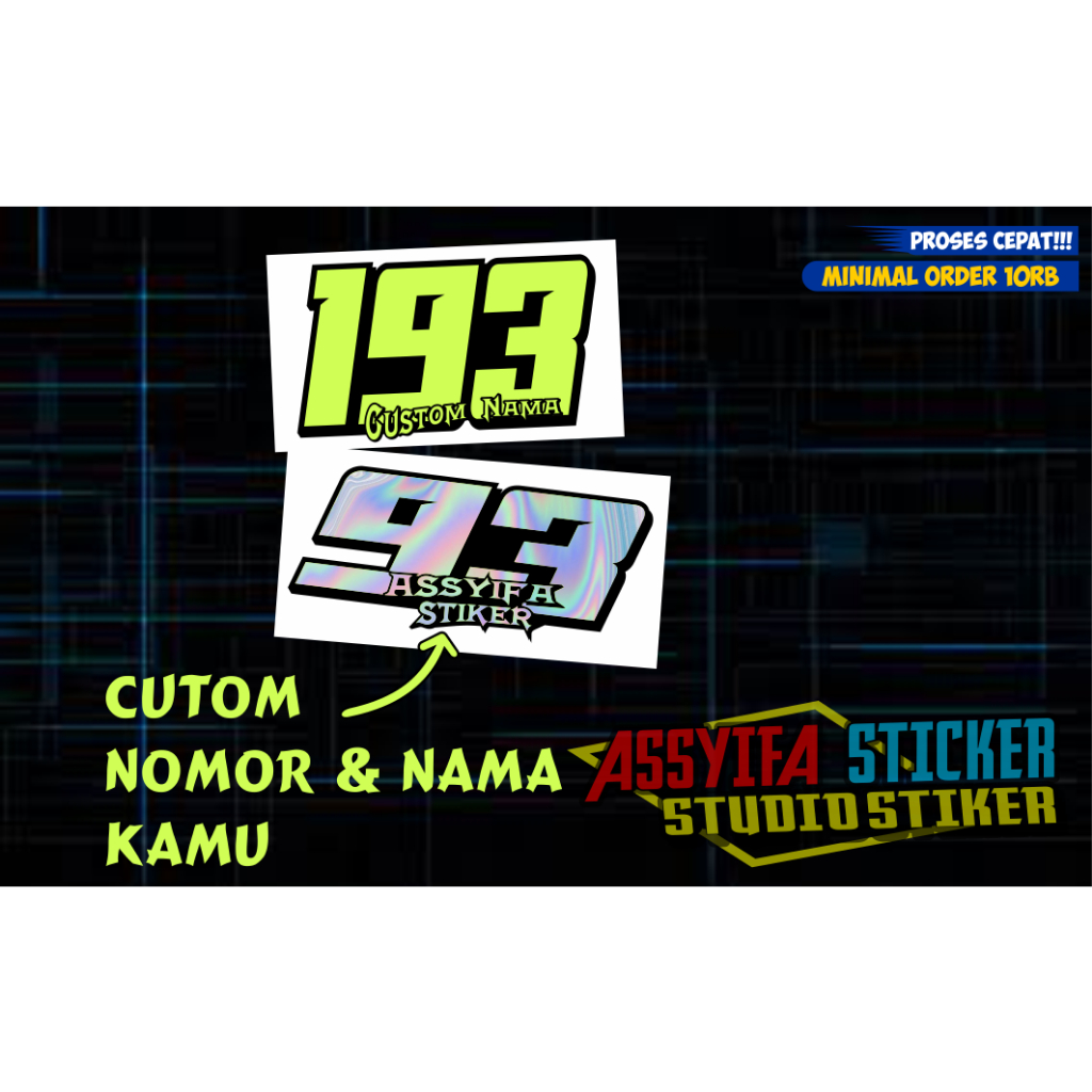 Jual Stiker Custom Nama & Nomor Start Racing Cutting Hologram (Bebas ...