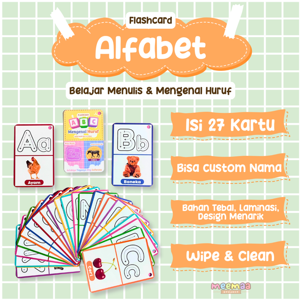 Jual Meemaa Project - Flash Card Alfabet Belajar Menulis dan Mengenal ...