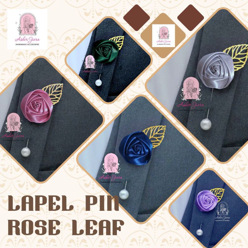 Jual Lapel pin groomens Corsage jas bunga daun besar, pin jas flowers ...