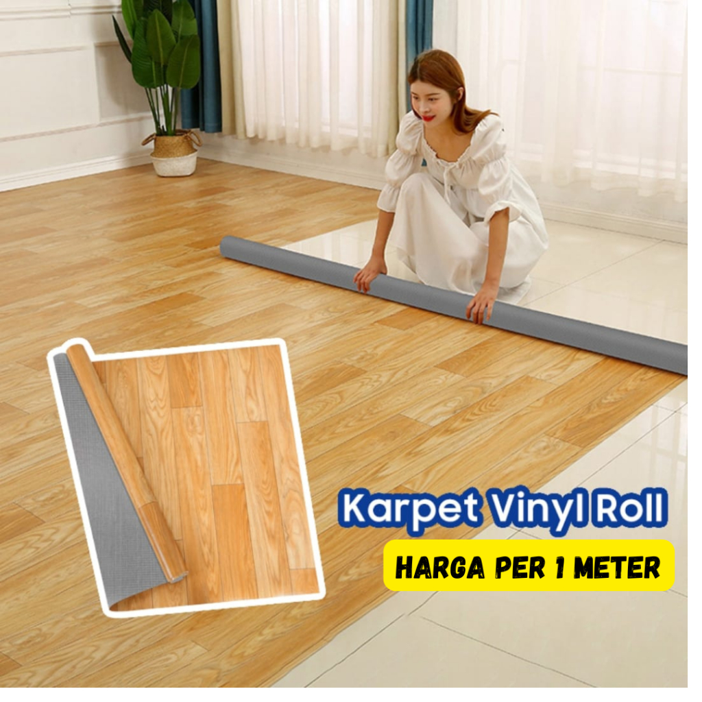 Jual Karpet Lantai Vinyl Roll Gulungan Motif Kayu Ukuran Panjang Per 1 ...