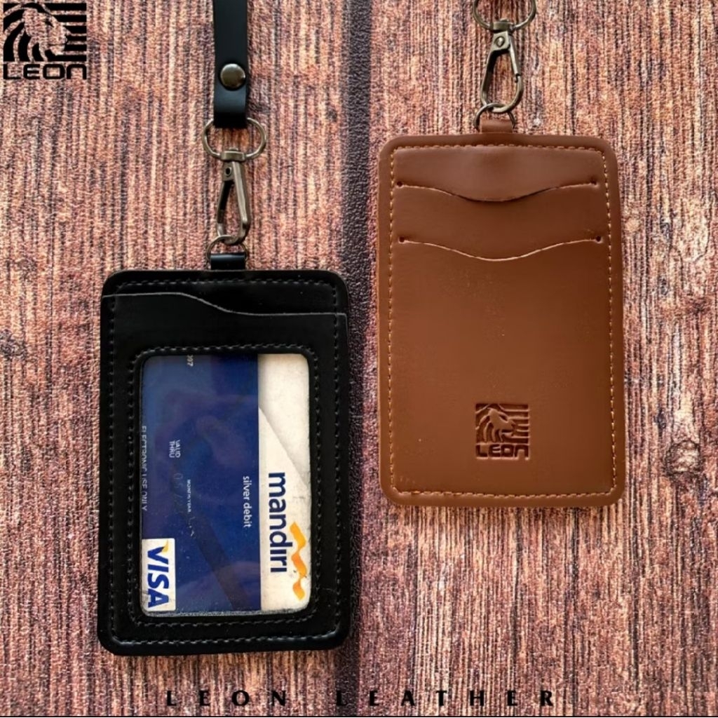 Jual Name TAG ID CARD Holder 3 Slot Kartu bahan KULIT/Motif Kawai ...