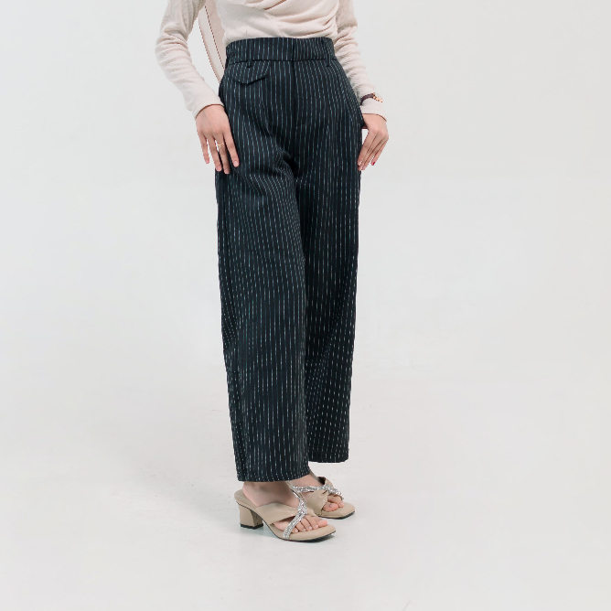 Jual ORO PANTS Stripe Hightwaist Loose Pants Wanita | Shopee Indonesia