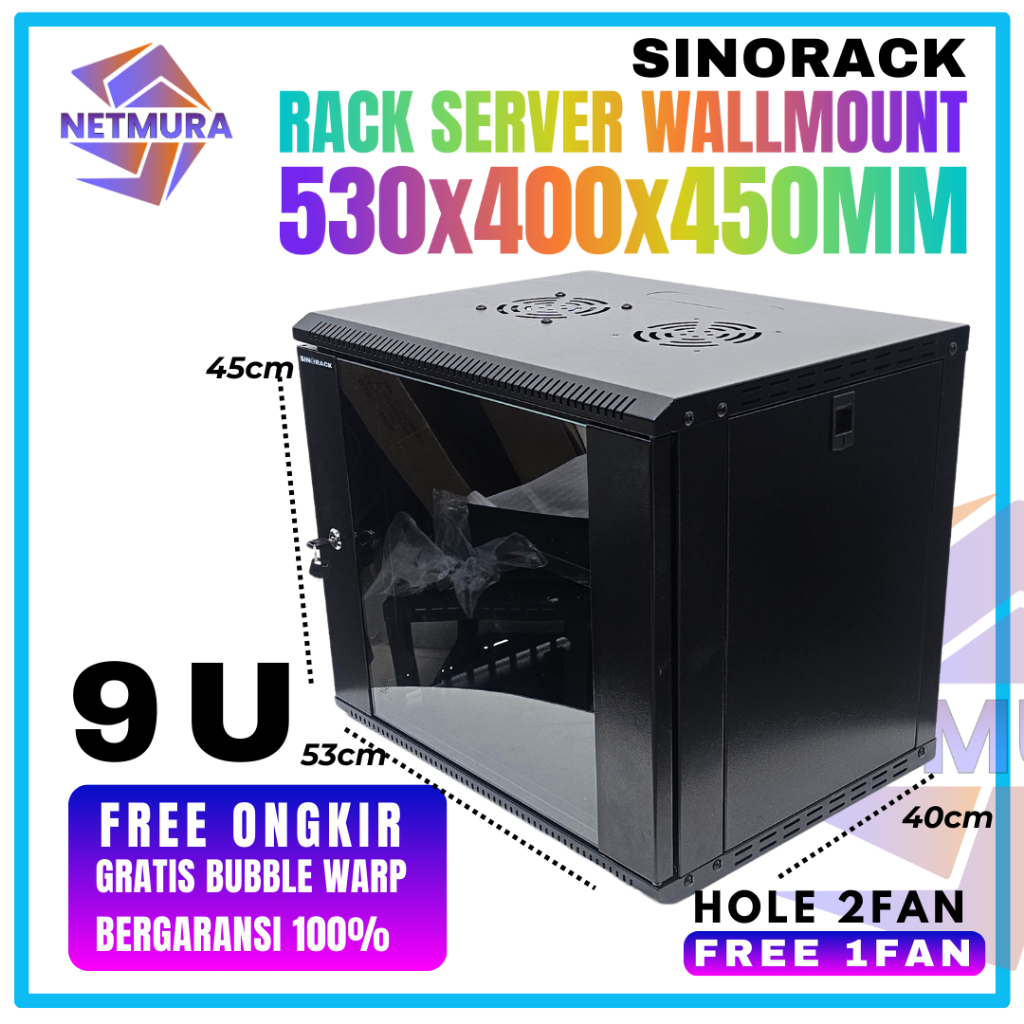 Jual WALLMOUNT RACK SERVER SINORACK/RACK SERVER UKURAN 4U,6U,9U SINGLE GLASS DOOR SINORACK ...