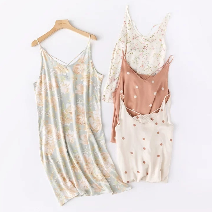 Jual Baju tidur kamisol bunga yang lembut dan sejuk untuk wanita musim ...