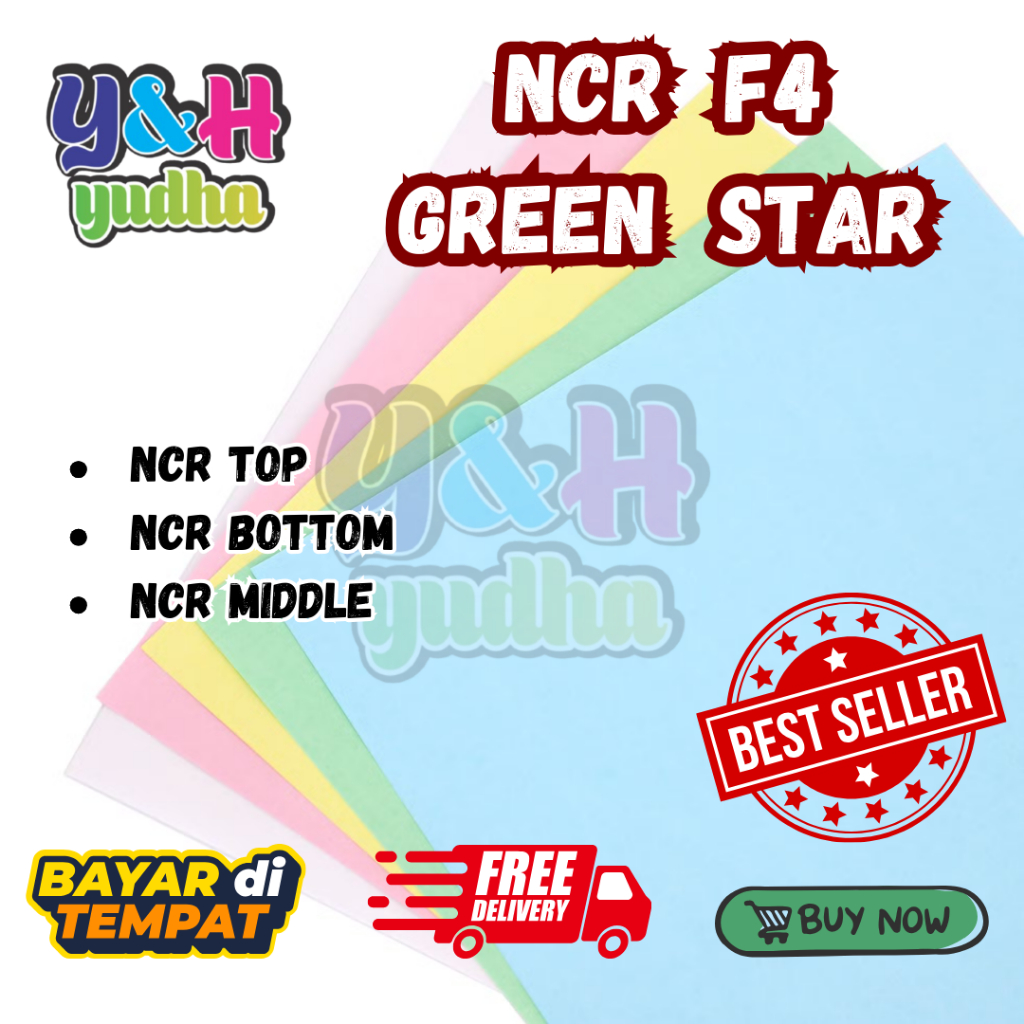 Jual Jual kertas NCR Green Star uk F4 1 Rim 500 lembar NCR Top / NCR ...