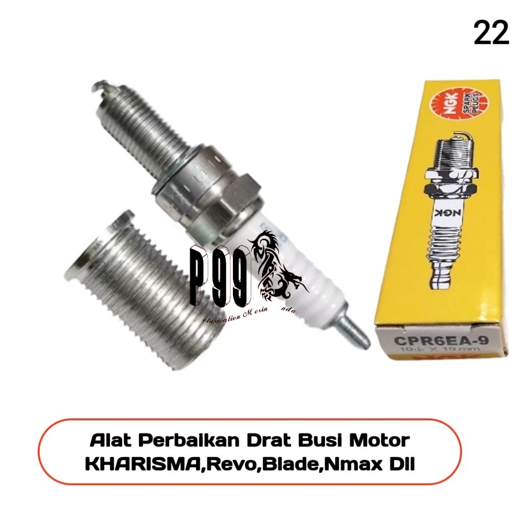 Jual Sok Drat M14xM10 Bosh Drat Set Busi Kharisma CPR6EA-9 NGK | Shopee ...
