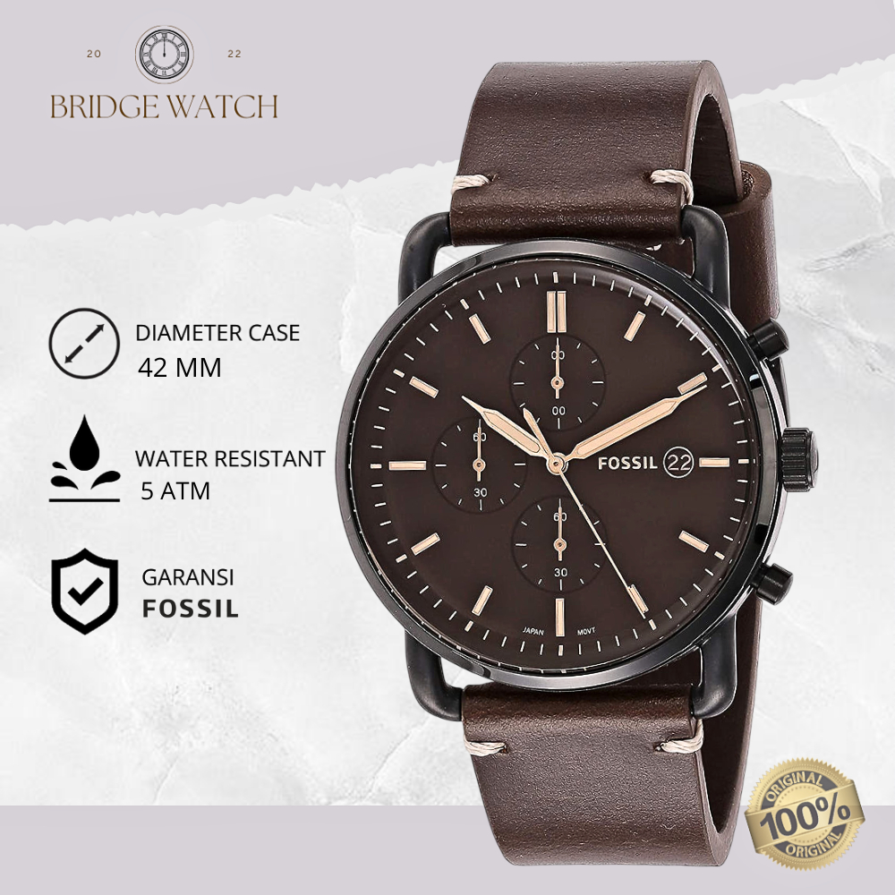 Jual Jam Tangan Pria Fossil FS5403 The Commuter Chronograph Brown ...
