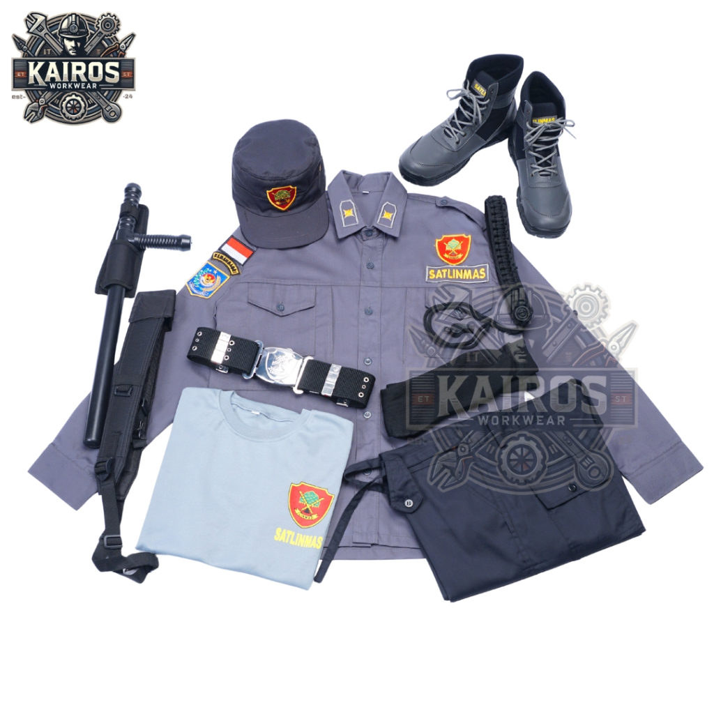 Jual PAKET SERAGAM SATLINMAS ABU TERBARU LENGKAP DENGAN AKSESORIS BAJU ...