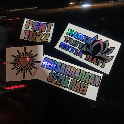 Jual sticker cutting hati bersinar PSHT hologram stiker cutting logo ...