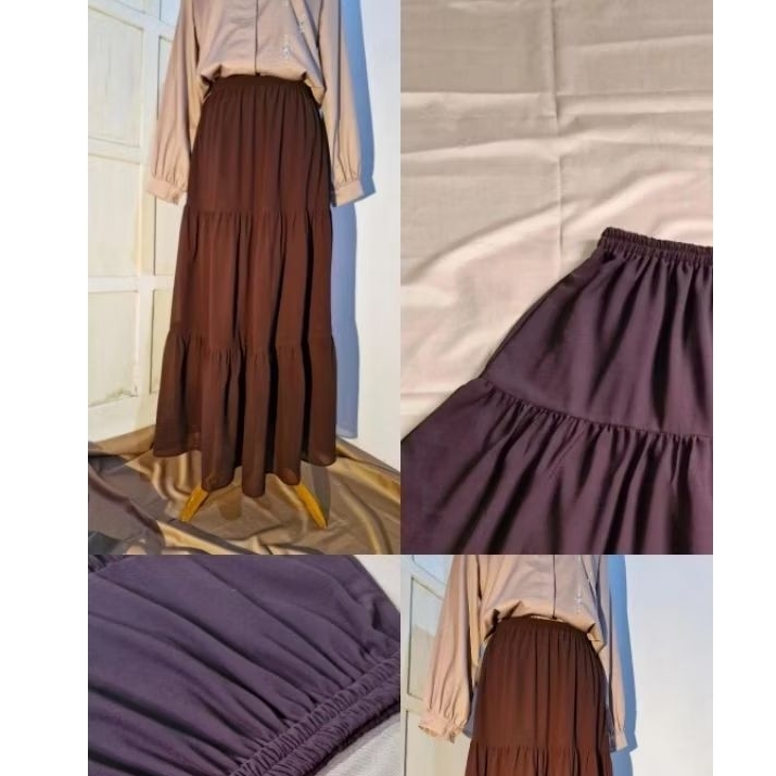 Jual (PO)Ruffle Skirt/ Rok tingkat by dtahijab bahan cerruty | Shopee ...