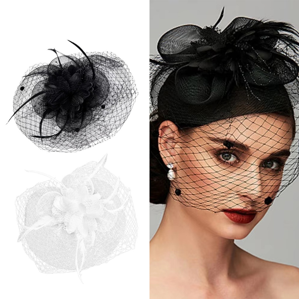 Jual Jepit Topi Hiasan Rambut Jaring Pramugari Fascinator Pesta Wedding ...