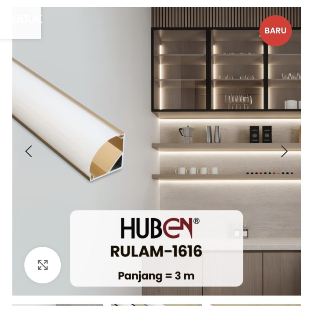 Jual Rumah Lampu LED Strip sudut Huben RULAM-1616 gold mirror, anodize ...