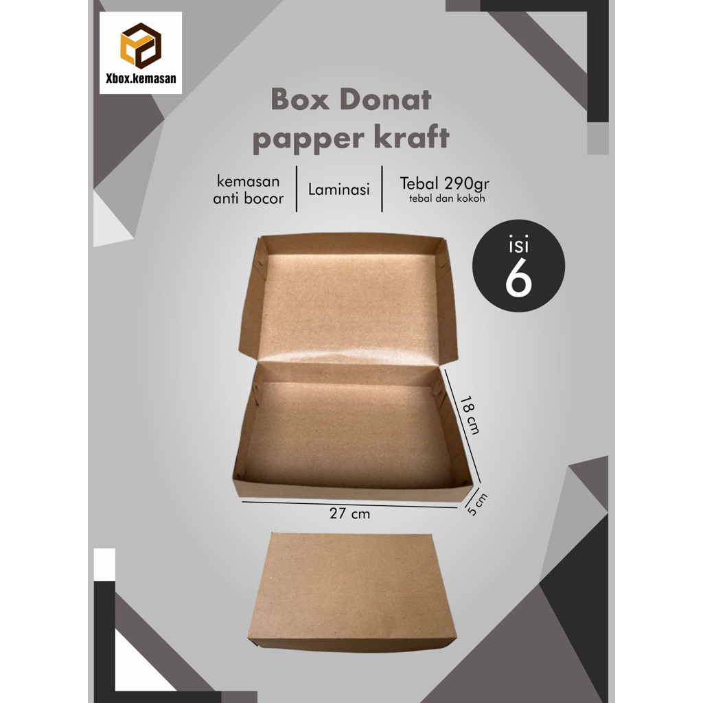 Jual box donat isi 6 | papper box laminasi | papper kraft anti bocor ...