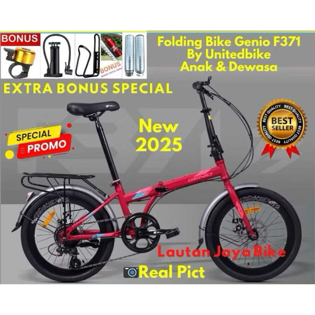 Jual Sepeda Lipat 16 20 Genio F371 Lunox by Unitedbike Free Akesesoris | Shopee Indonesia