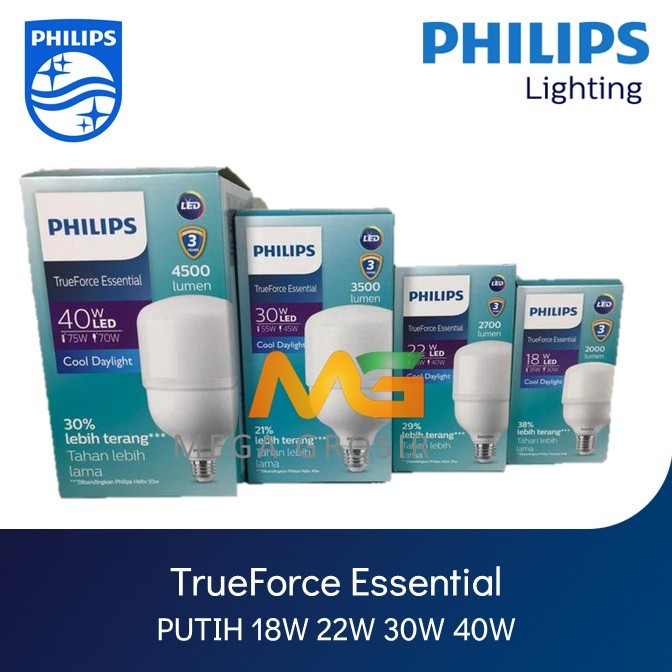 Jual Lampu PHILIPS LED TrueForce Essential 18W 22W 30W 40W W Watt Putih - Bohlam TForce Jumbo ...