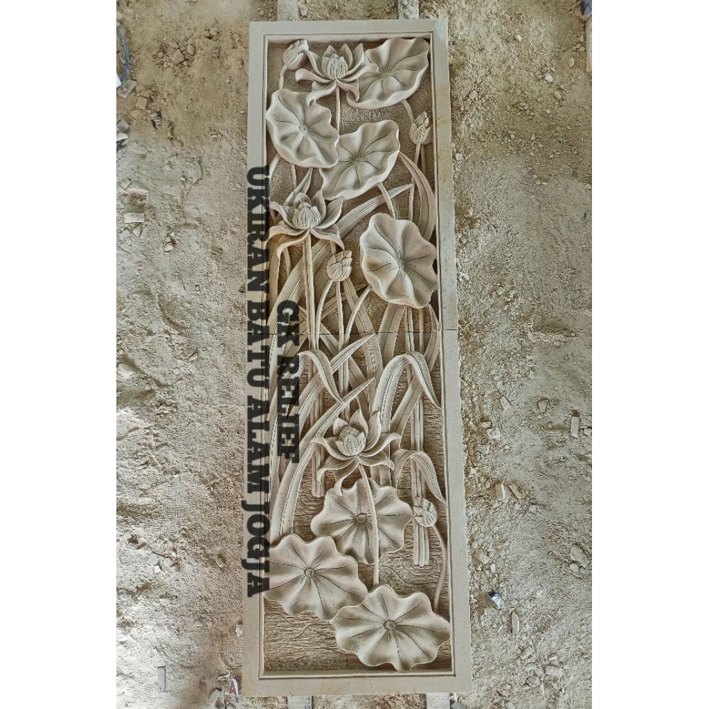 Jual ukiran batu alam paras jogja motif bunga teratai | Shopee Indonesia