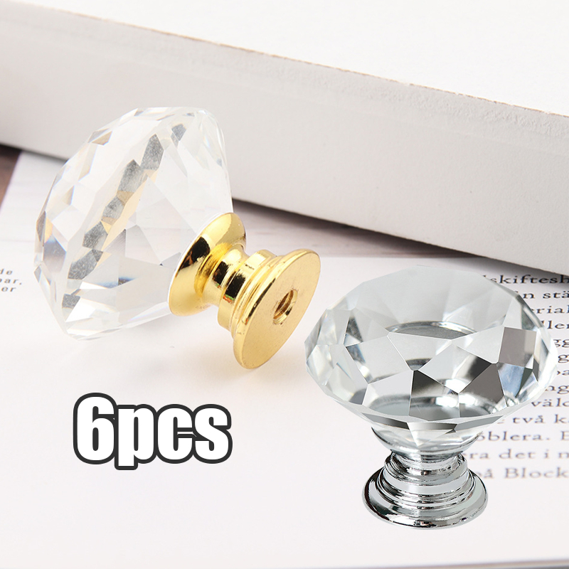 Jual 6pcs Tarikan Laci Bulat Crystal Gold Berkualitas Kristal 30mm ...