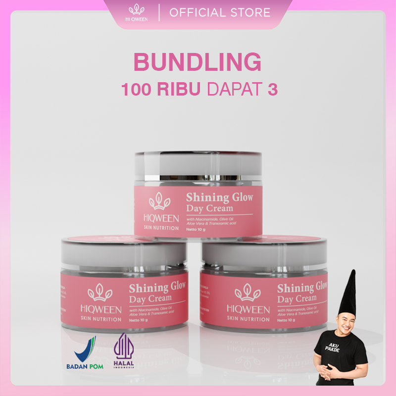 Jual HIQWEEN 100RIBU 3PCS SHINING GLOW DAY CREAM WITH SUNSCREEN Krim ...