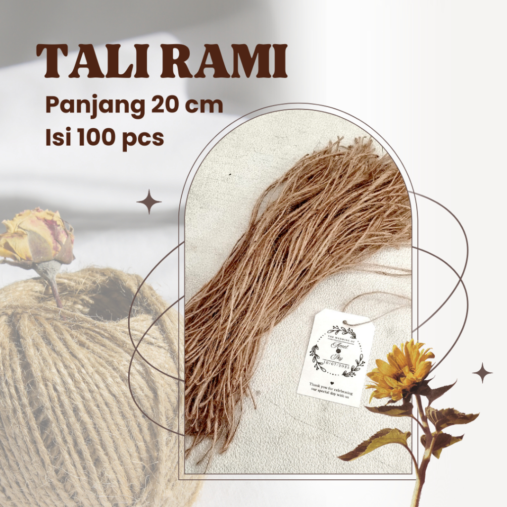 Jual Tali Rami/Goni Hangtag 20 cm isi 100 pcs, 50 pcs | Shopee Indonesia