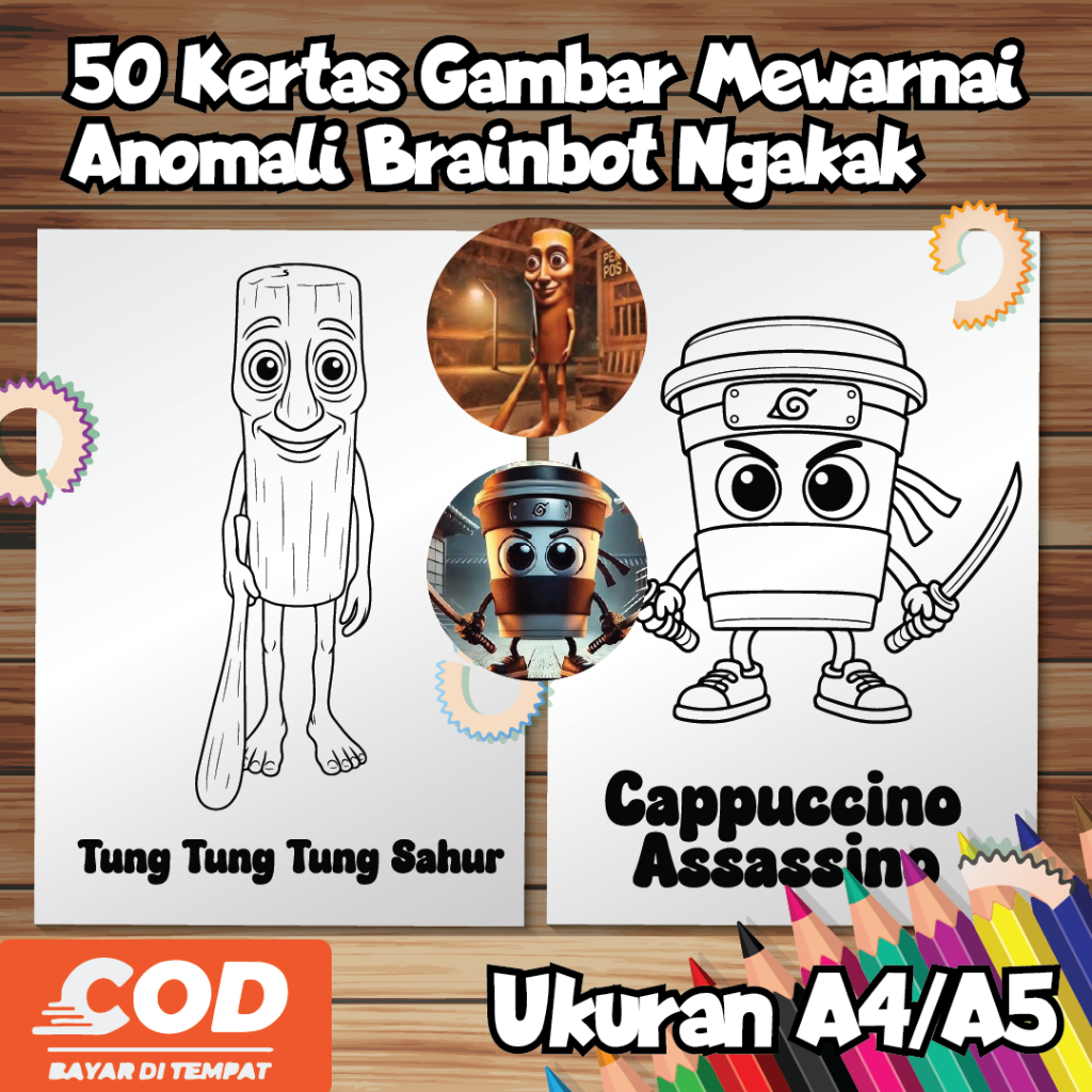 Jual 50 Kertas Gambar Mewarnai Anomali Brainrot Atau Anomali Meme ...