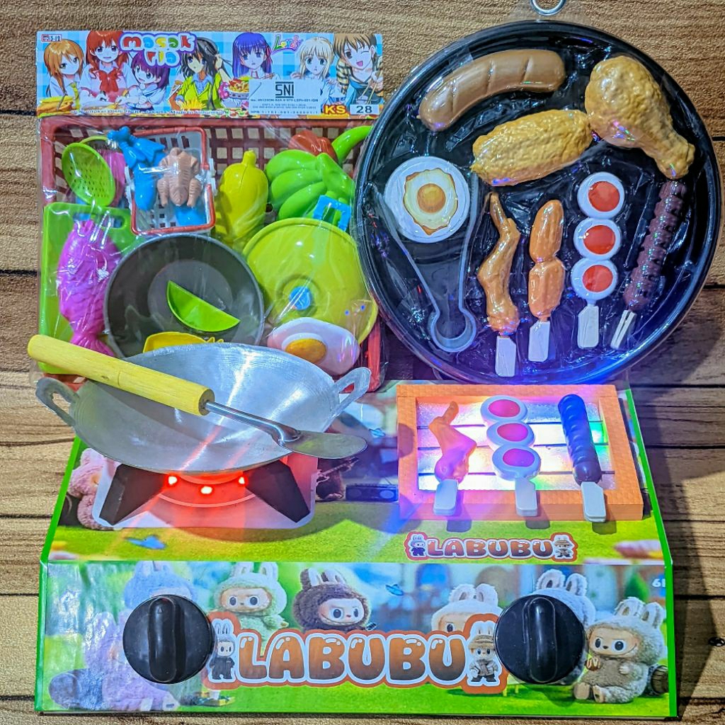 Jual Mainan Kompor Kitchen Set LED Labubu masak masakan anak perempuan ...